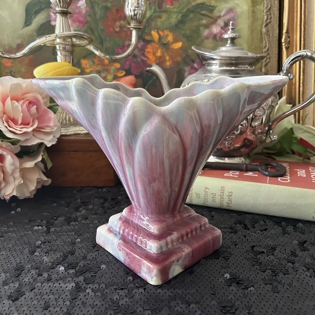 Australian Pates Pottery Drip Glaze Fluted Vase c.1950s – hillsvintage